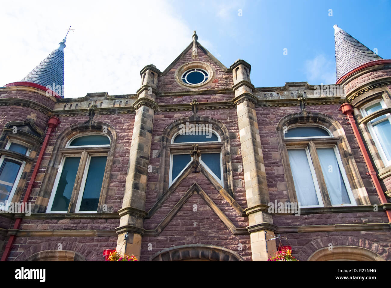 Town hall building in Stornoway, United Kingdom. Brick house with ...