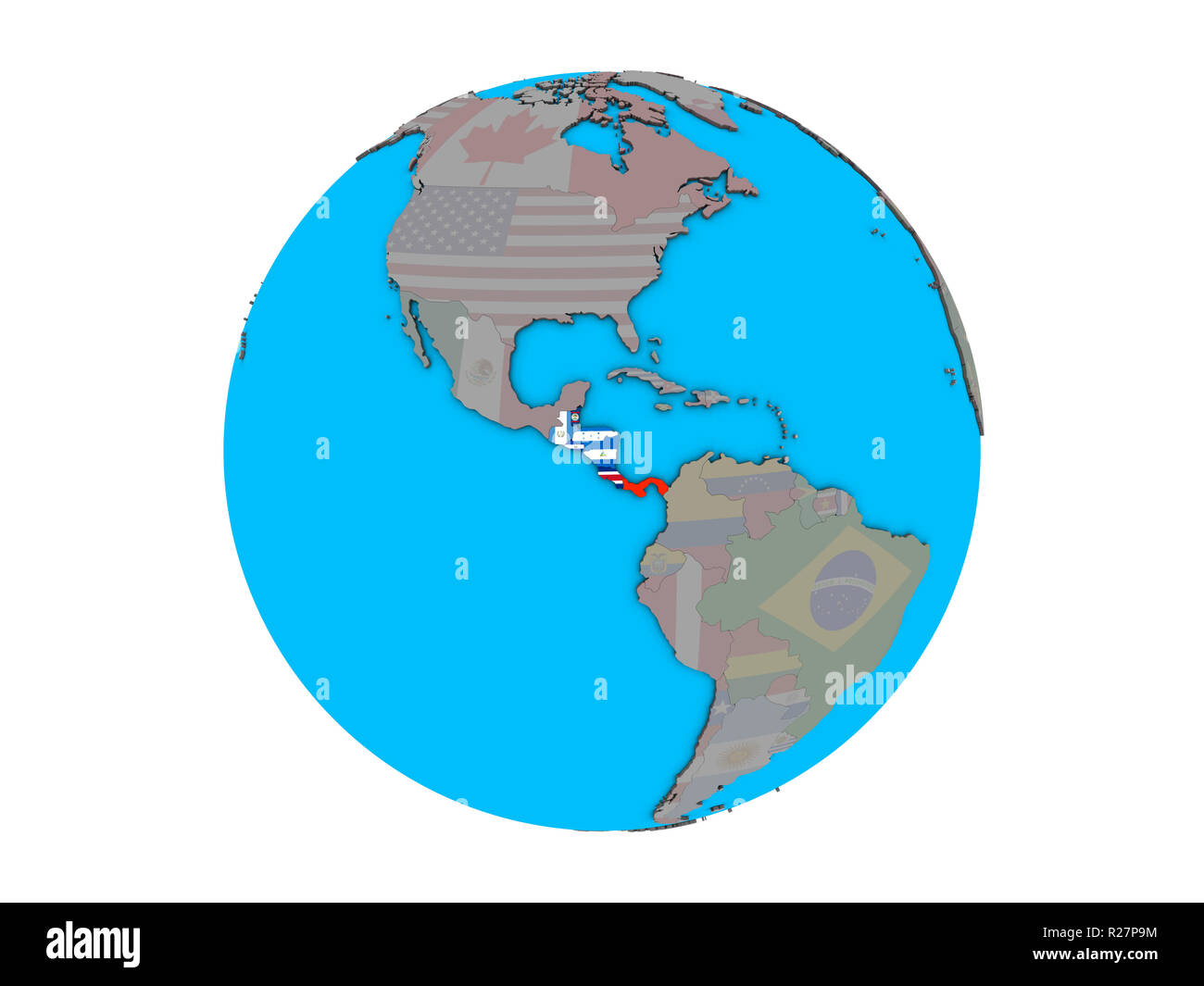 Central america map flags Cut Out Stock Images & Pictures - Alamy