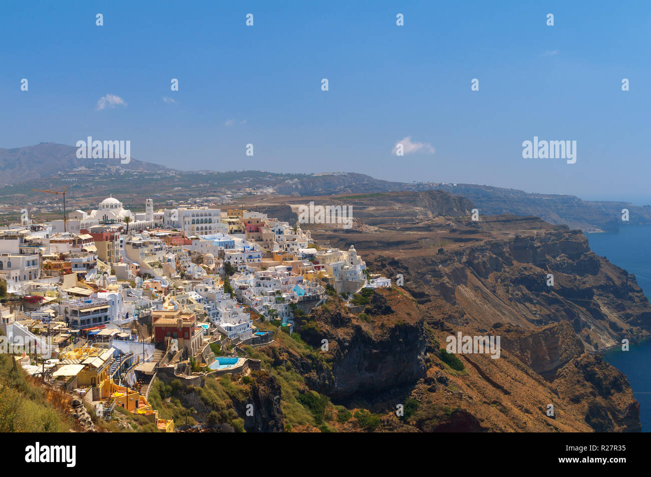 Aerial view to the Thira Stock Photo - Alamy