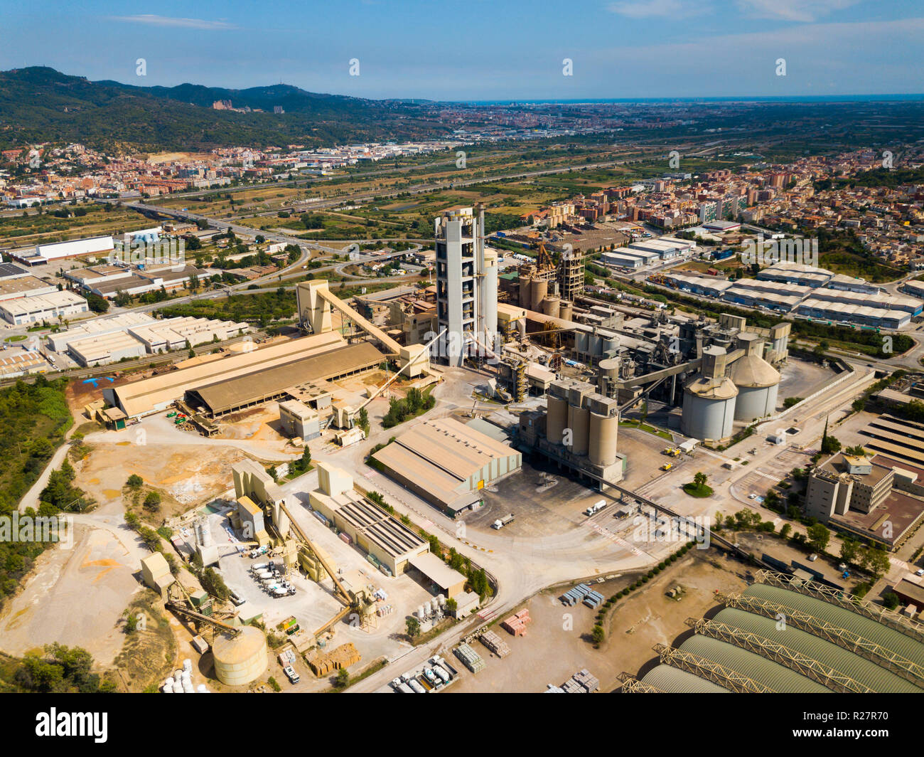Aerial view of cement production plant Stock Photo - Alamy