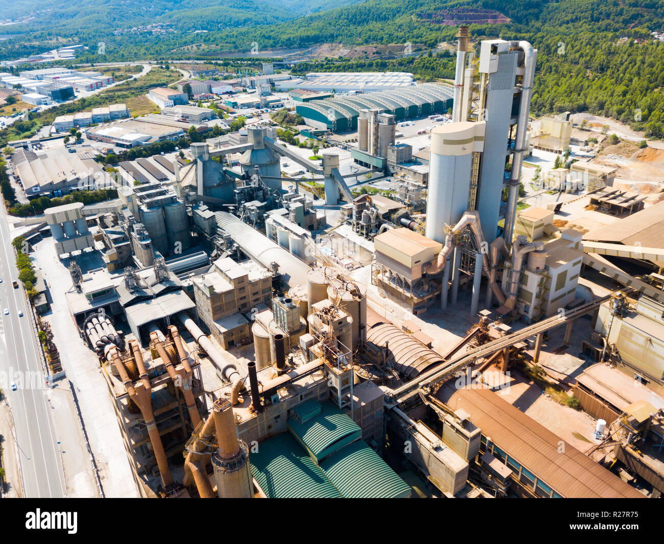 Aerial view of cement production plant Stock Photo - Alamy