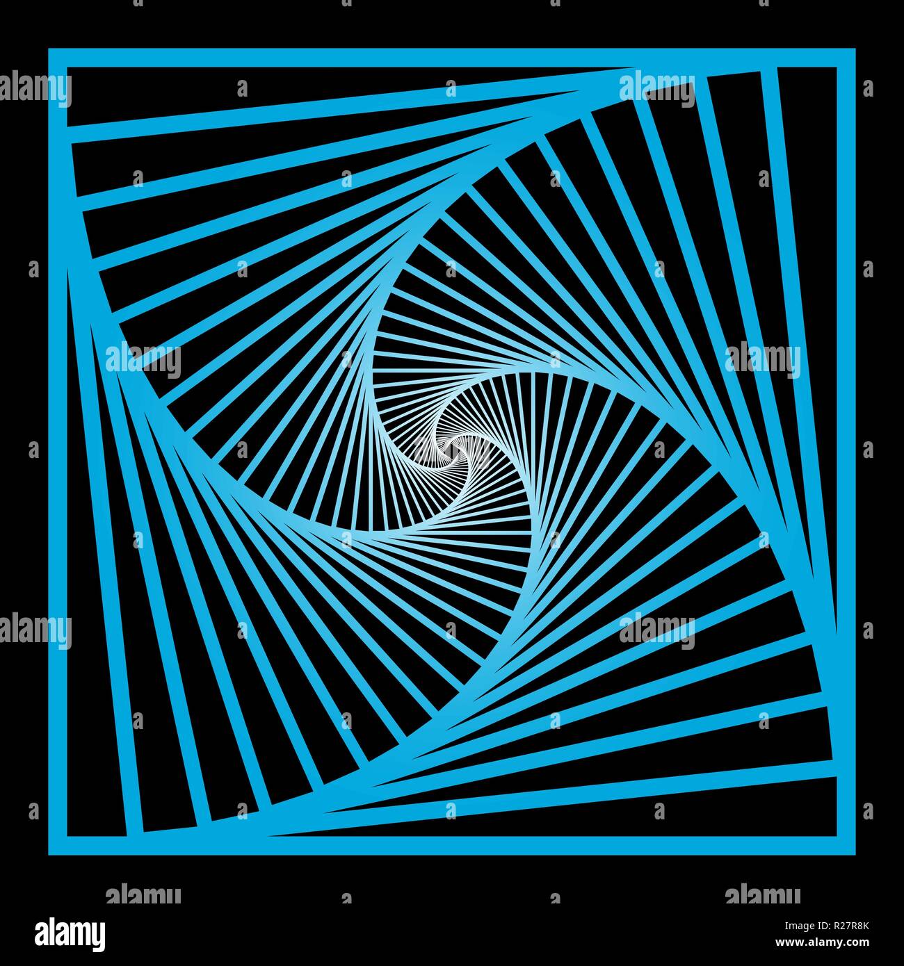 Inward concentric rotating, spirally squares abstract geometric ...