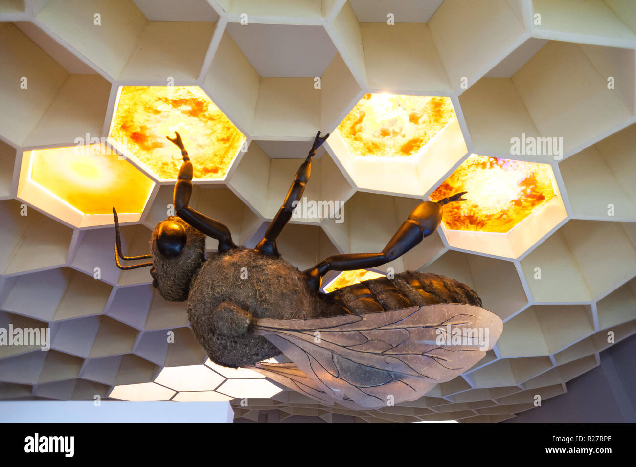 A giant bee exhibit in Bee Museum in Pastida Village, Island of Rhodes ...