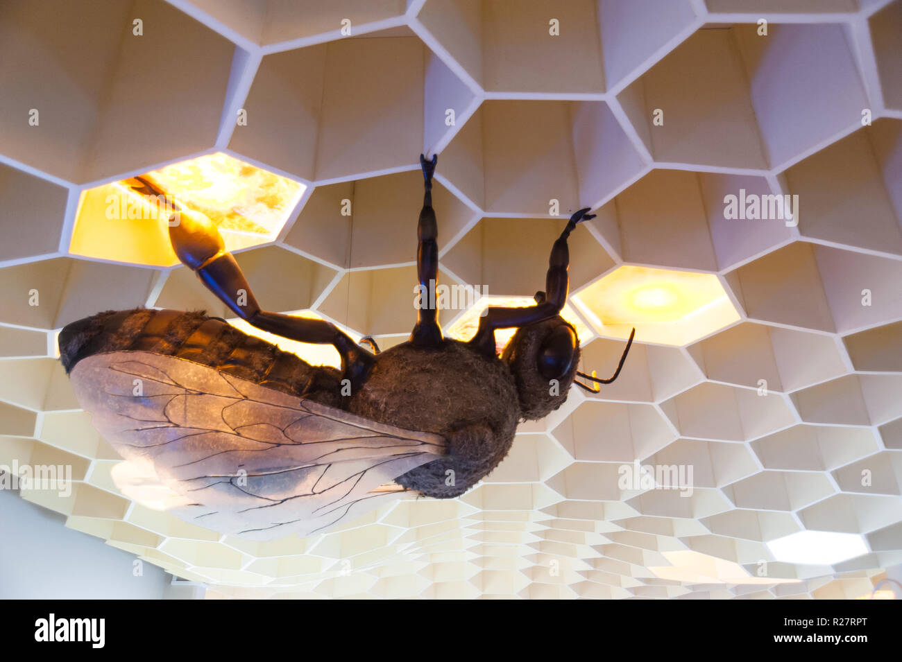A giant bee exhibit in Bee Museum in Pastida Village, Island of Rhodes ...