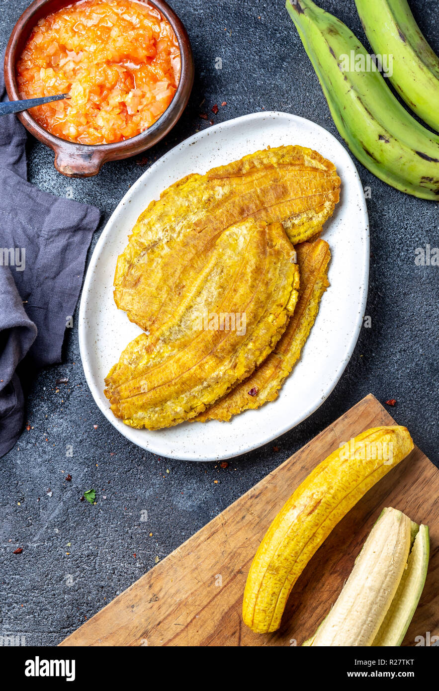COLOMBIAN CARIBBEAN CENTRAL AMERICAN FOOD. Patacon or toston, fried and ...