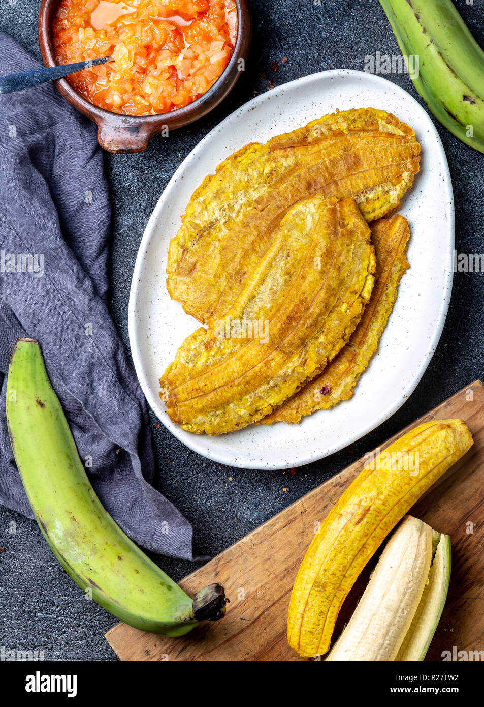 COLOMBIAN CARIBBEAN CENTRAL AMERICAN FOOD. Patacon or toston, fried and ...