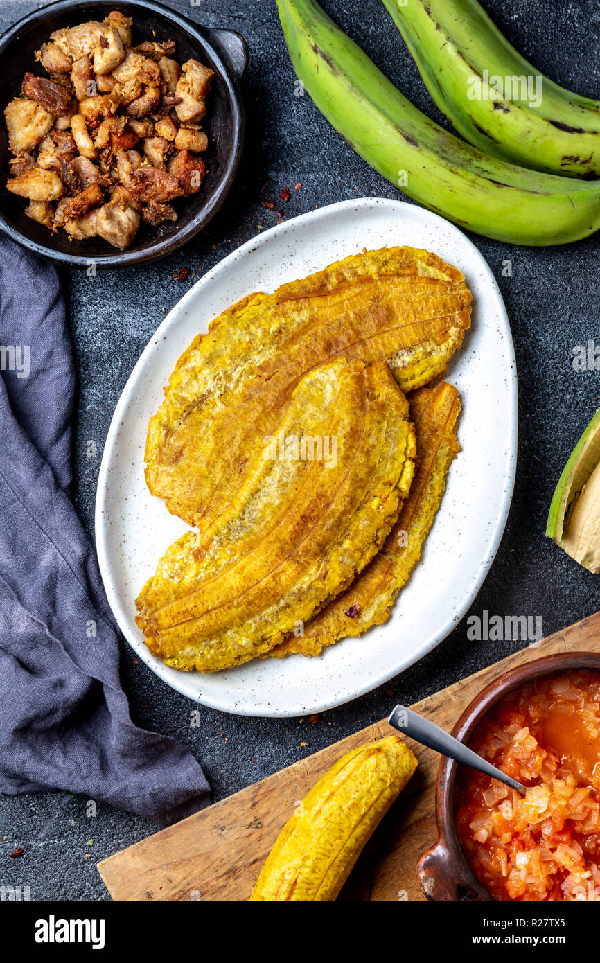 COLOMBIAN CARIBBEAN CENTRAL AMERICAN FOOD. Patacon or toston, fried and ...
