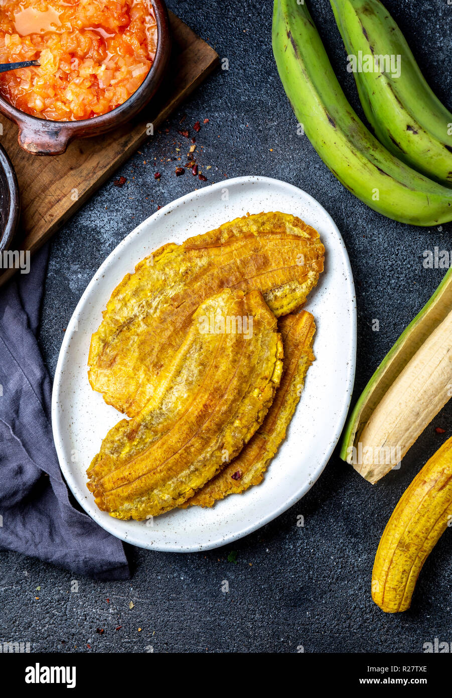 COLOMBIAN CARIBBEAN CENTRAL AMERICAN FOOD. Patacon or toston, fried and ...