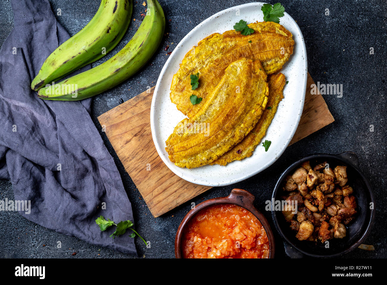 COLOMBIAN CARIBBEAN CENTRAL AMERICAN FOOD. Patacon or toston, fried and ...