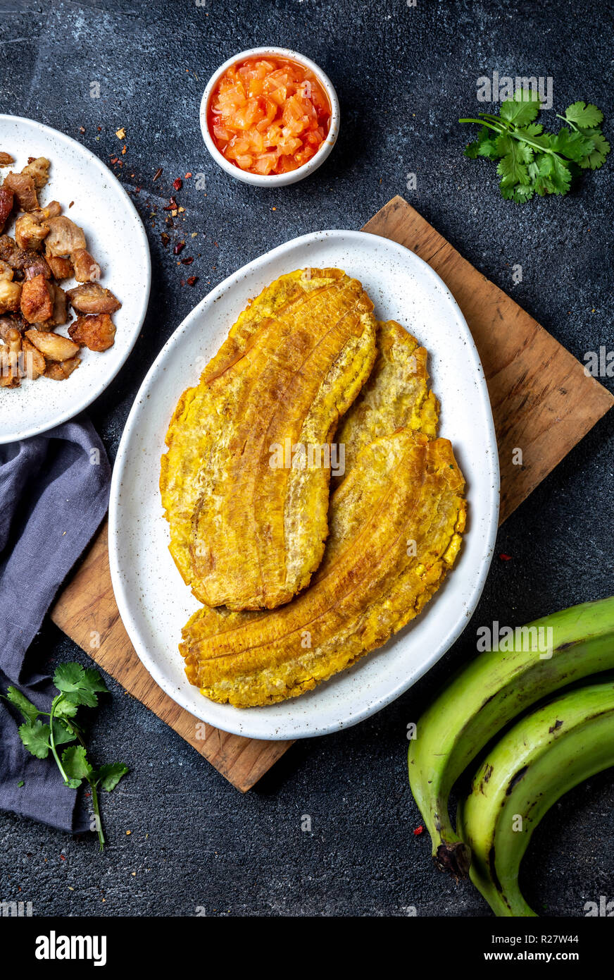 COLOMBIAN CARIBBEAN CENTRAL AMERICAN FOOD. Patacon or toston, fried and ...