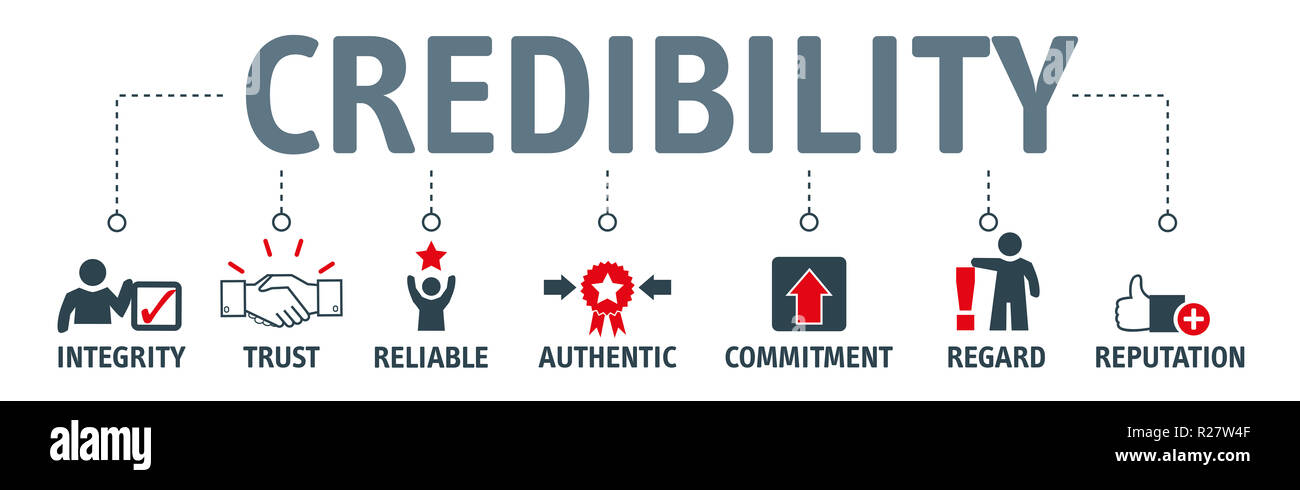 credibility, reputation and trust concept. Banner with vector ...