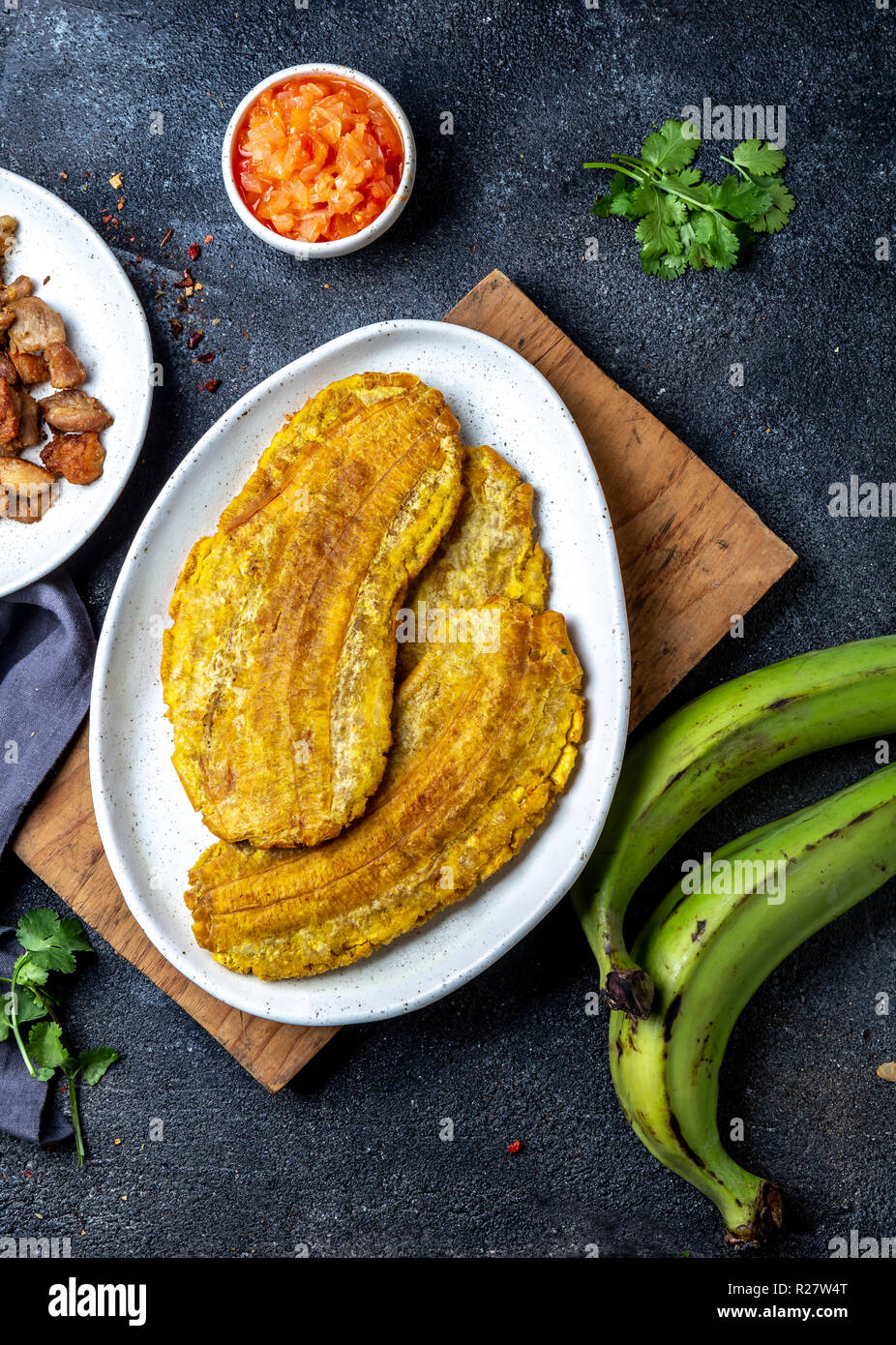 COLOMBIAN CARIBBEAN CENTRAL AMERICAN FOOD. Patacon or toston, fried and ...