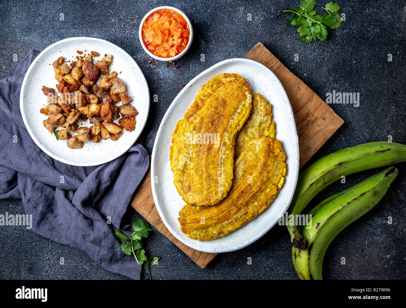 COLOMBIAN CARIBBEAN CENTRAL AMERICAN FOOD. Patacon or toston, fried and ...