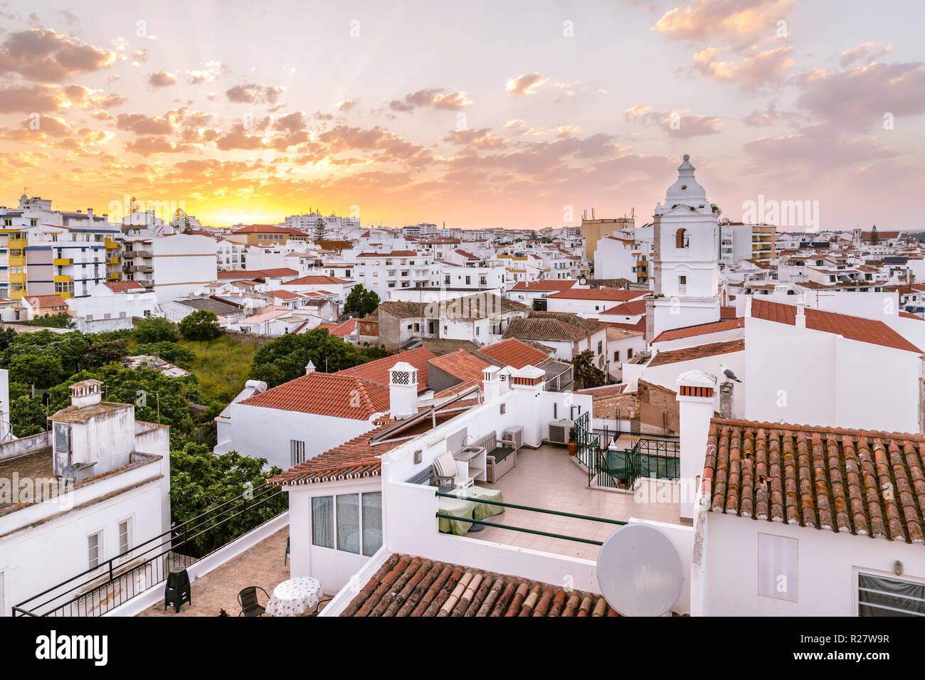 Sunrise ancient town centre of Lagos, Algarve, Portugal Stock Photo - Alamy