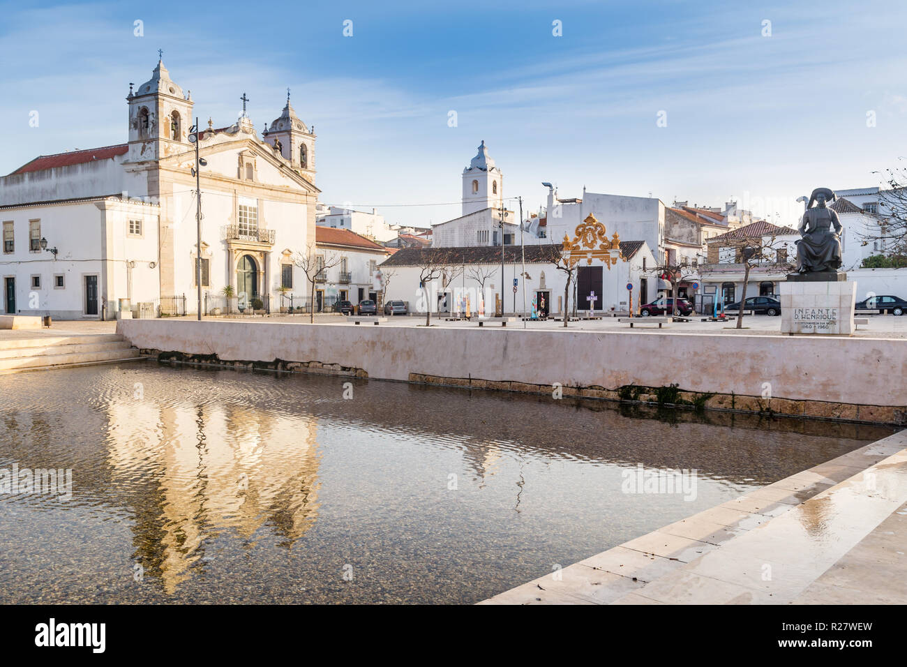Town square of the ancient center of Lagos, Algarve, Portugal Stock ...