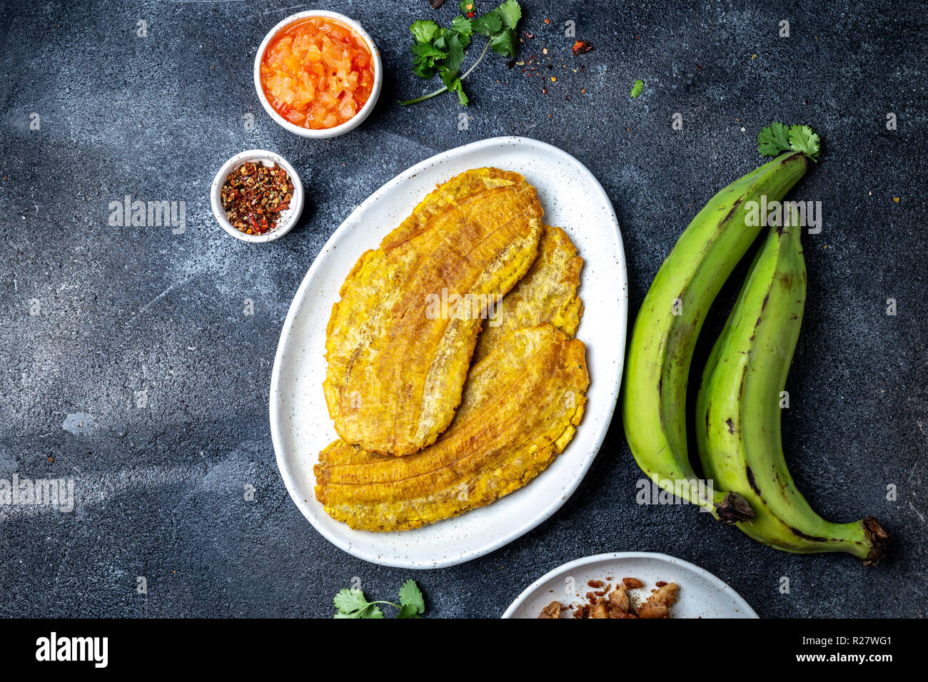 COLOMBIAN CARIBBEAN CENTRAL AMERICAN FOOD. Patacon or toston, fried and ...