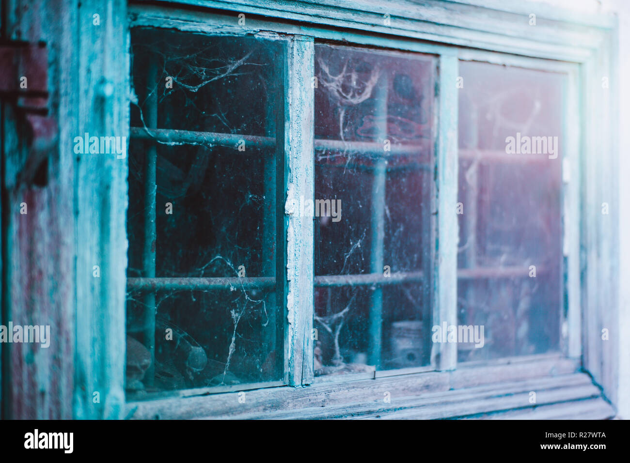 old window with grill and wood frame with peeling paint Stock Photo - Alamy