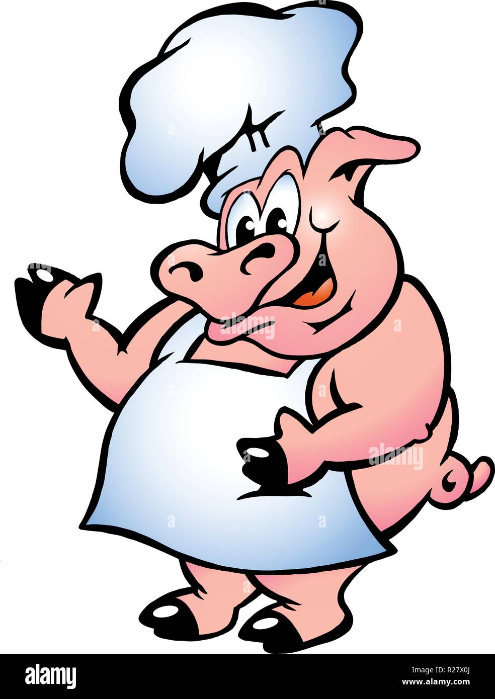 Hand-drawn Vector illustration of an Pig Chef wearing apron Stock ...