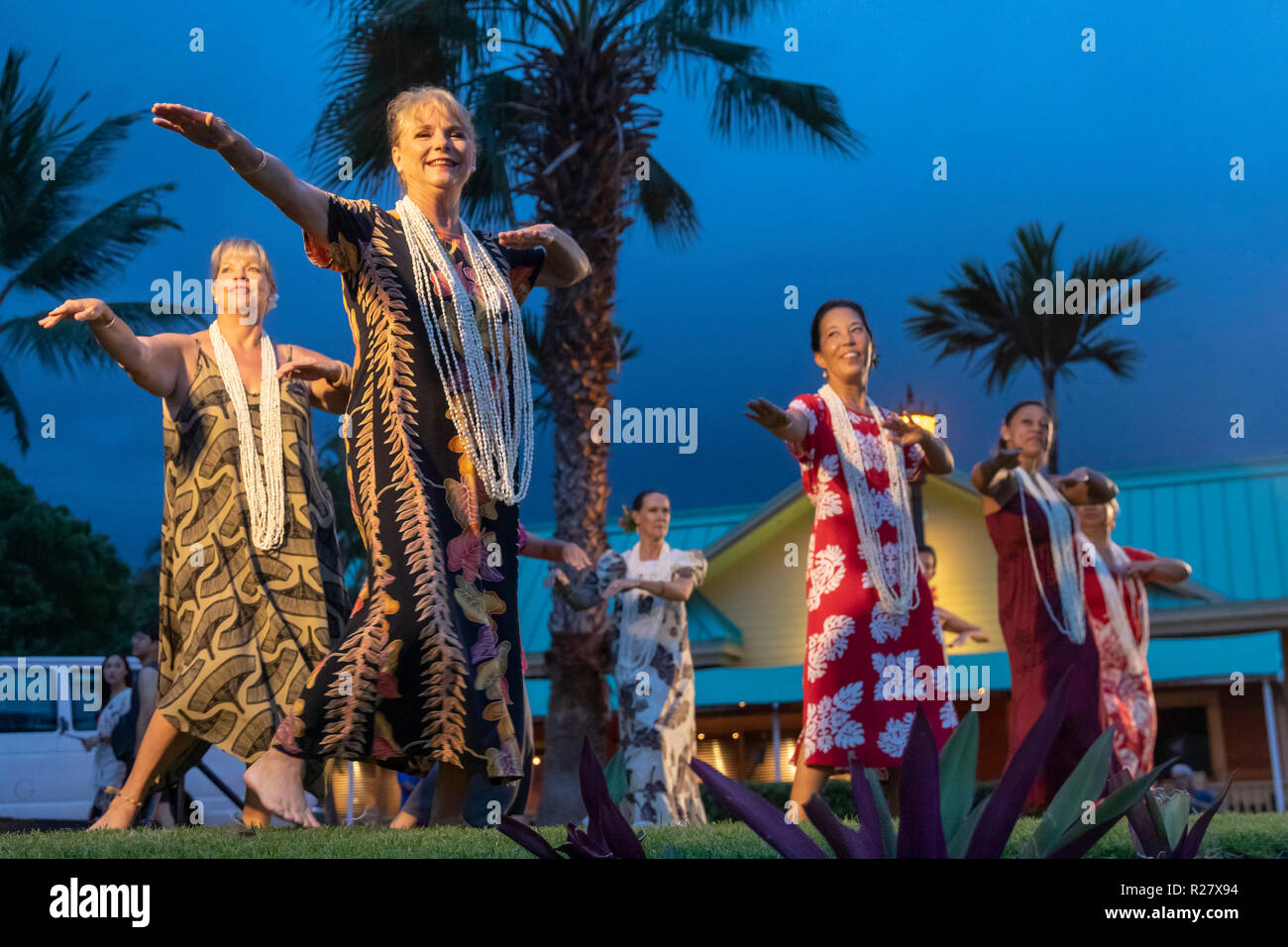 Kailua-Kona, Hawaii - The dancers of Halau Kaâ€™eaikahelelani perform ...