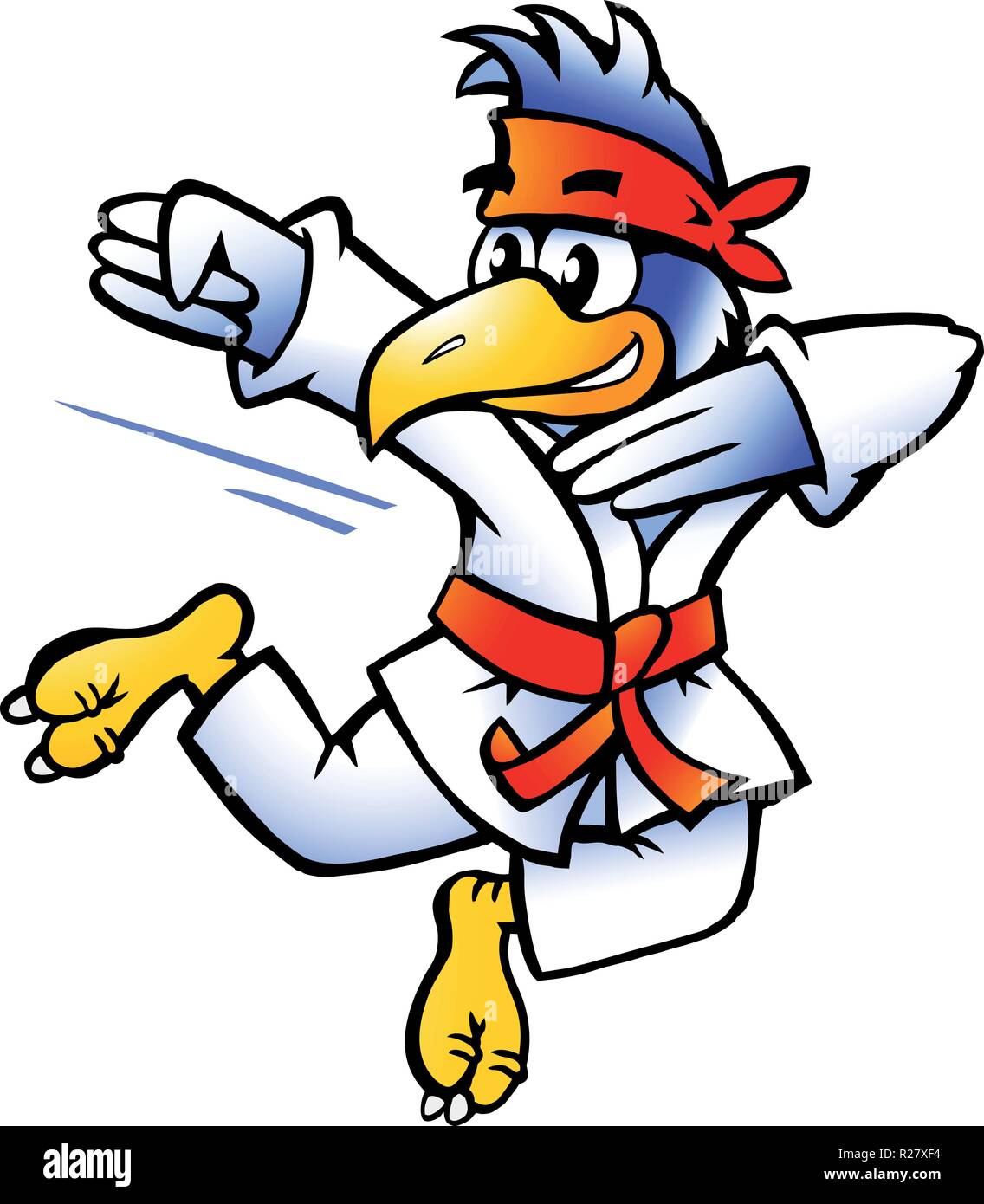 Hand-drawn Vector illustration of an Bird Practices Self-Defense Stock ...