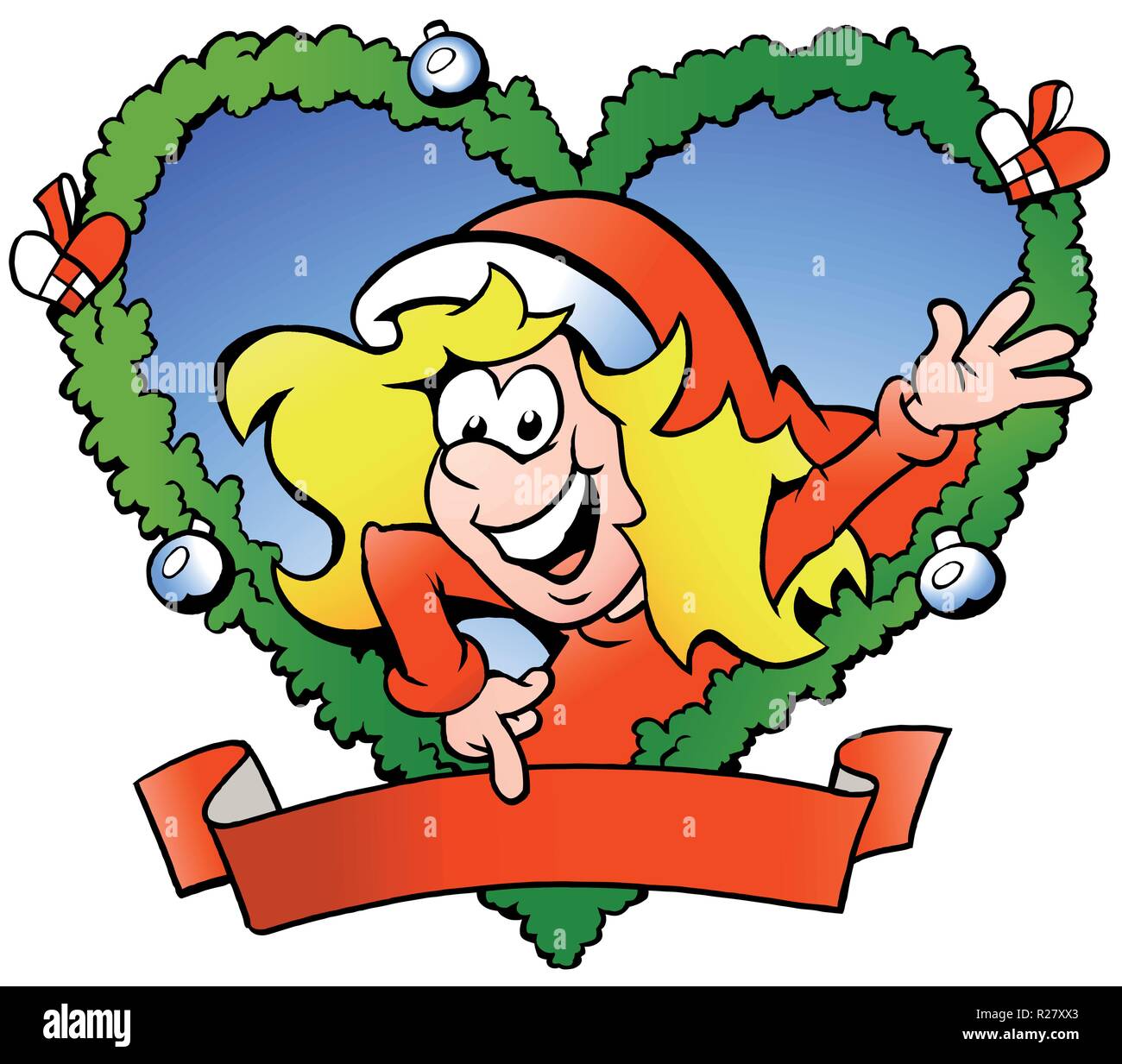 Hand-drawn Vector illustration of an happy santa girl Stock Vector ...