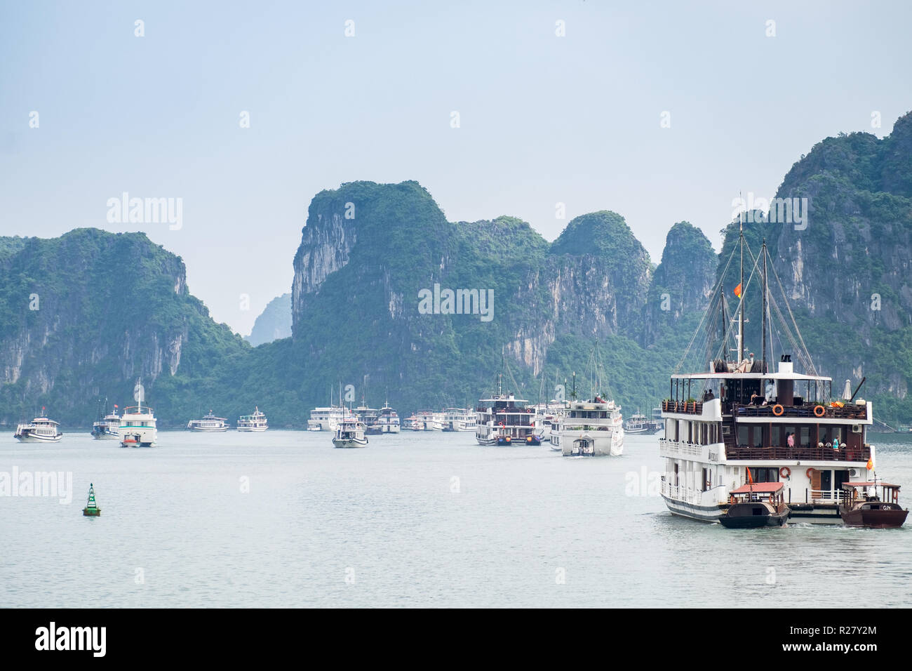 Panoramic view of Ha Long Bay. Located in the north of Vietnam, Ha Long ...