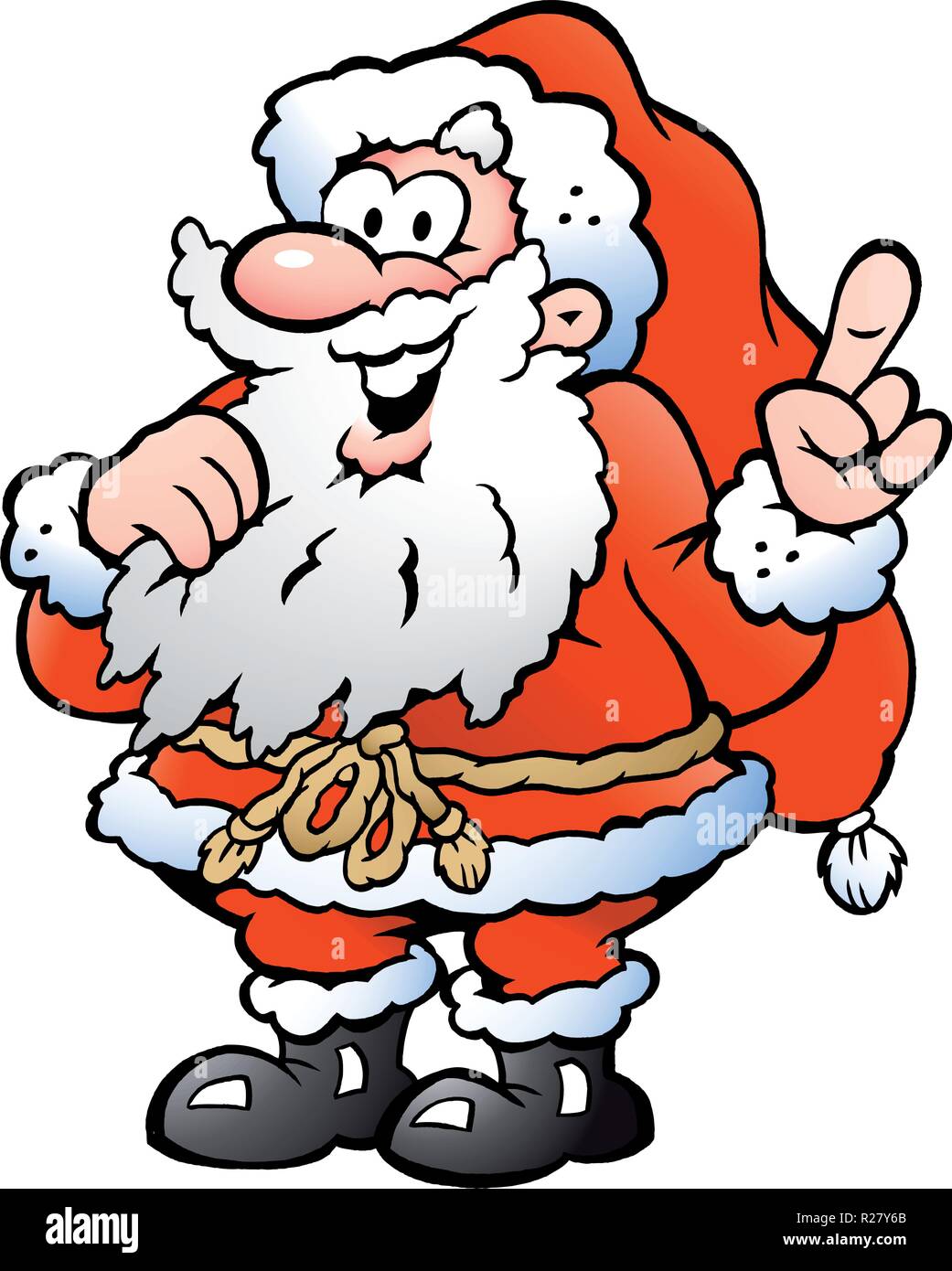Hand-drawn Vector illustration of an Happy Santa Pointing Stock Vector ...