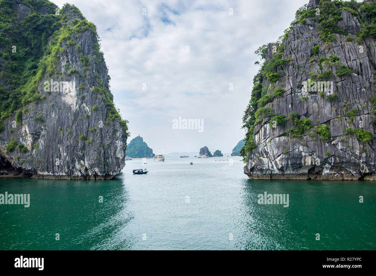 Panoramic view of Ha Long Bay. Located in the north of Vietnam, Ha Long ...