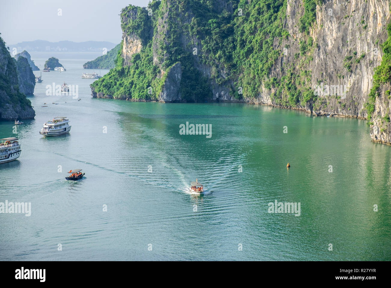 Panoramic view of Ha Long Bay. Located in the north of Vietnam, Ha Long ...