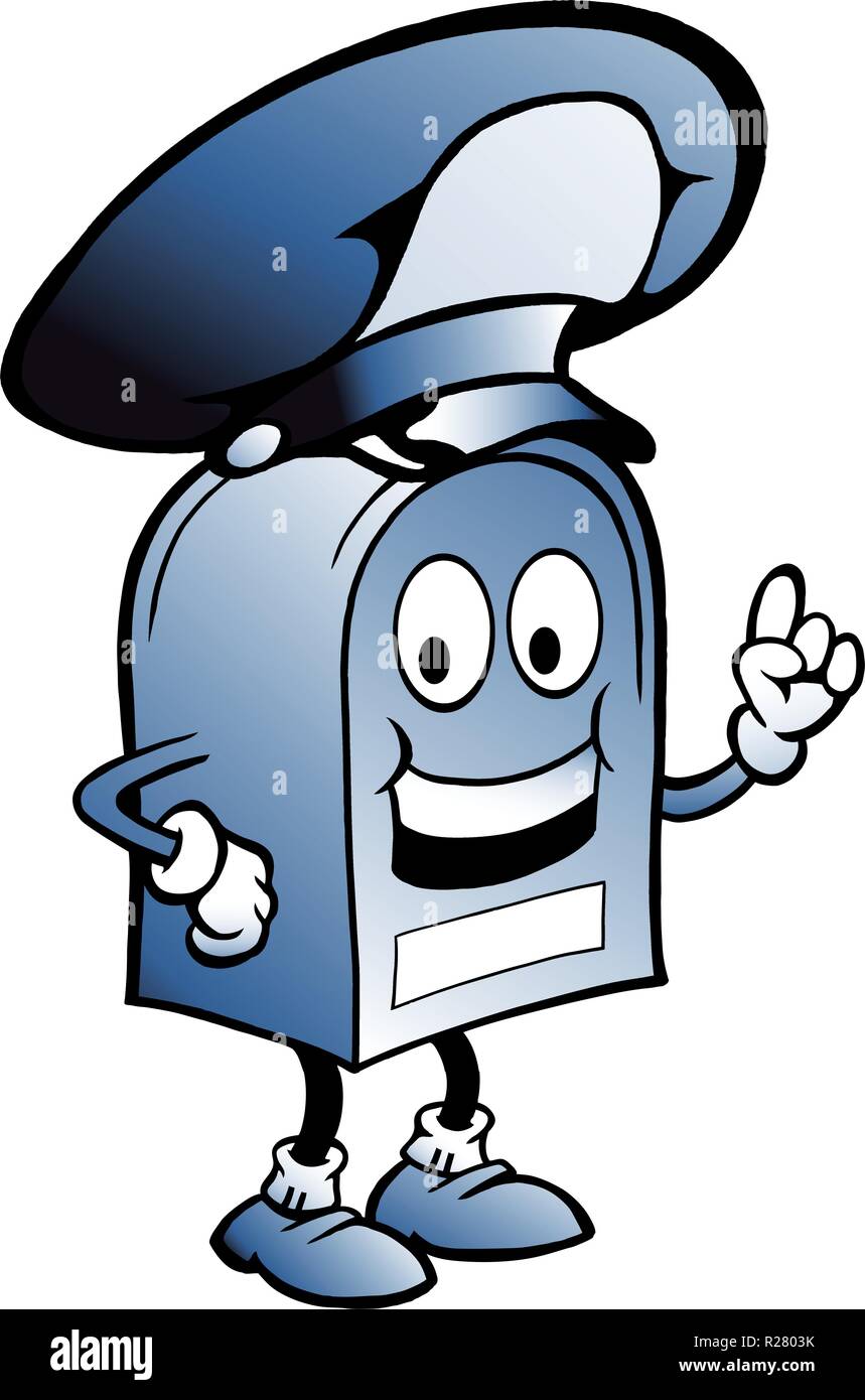 Hand-drawn Vector illustration of an blue Mailbox with a big hat Stock ...