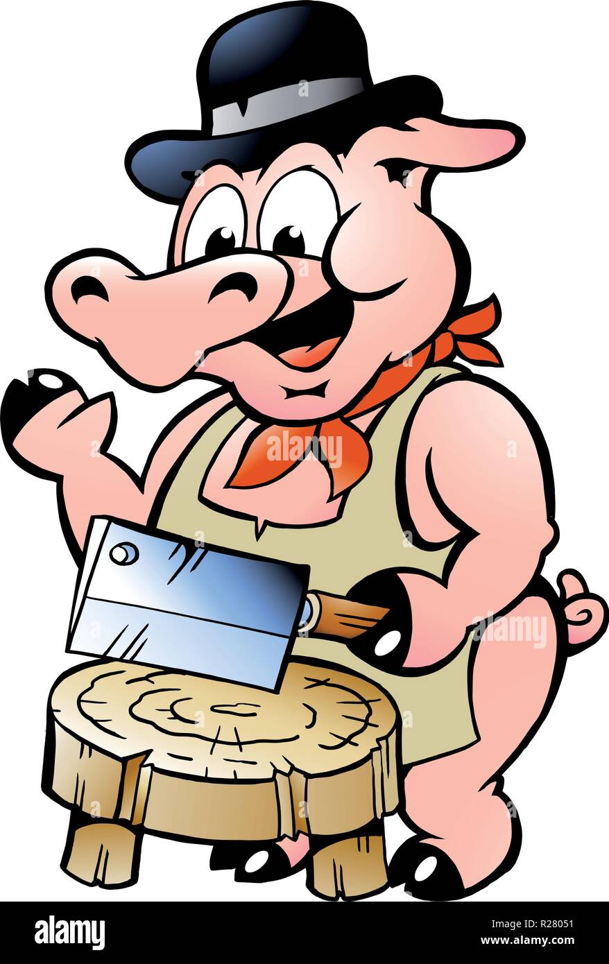 Hand-drawn Vector illustration of an Butcher Pig Stock Vector Image ...