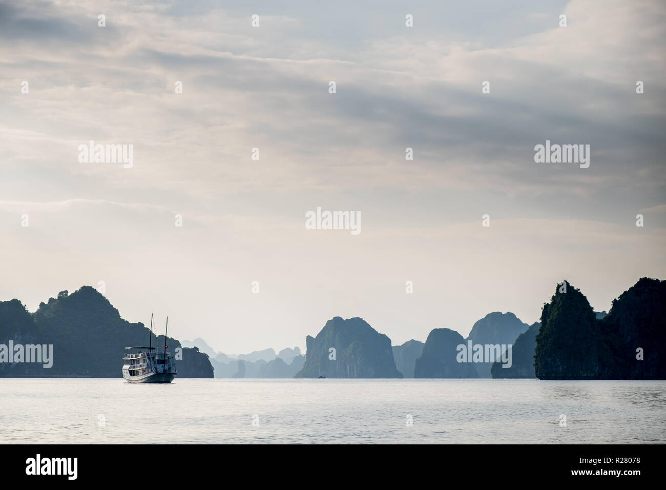 Panoramic view of Ha Long Bay. Located in the north of Vietnam, Ha Long ...