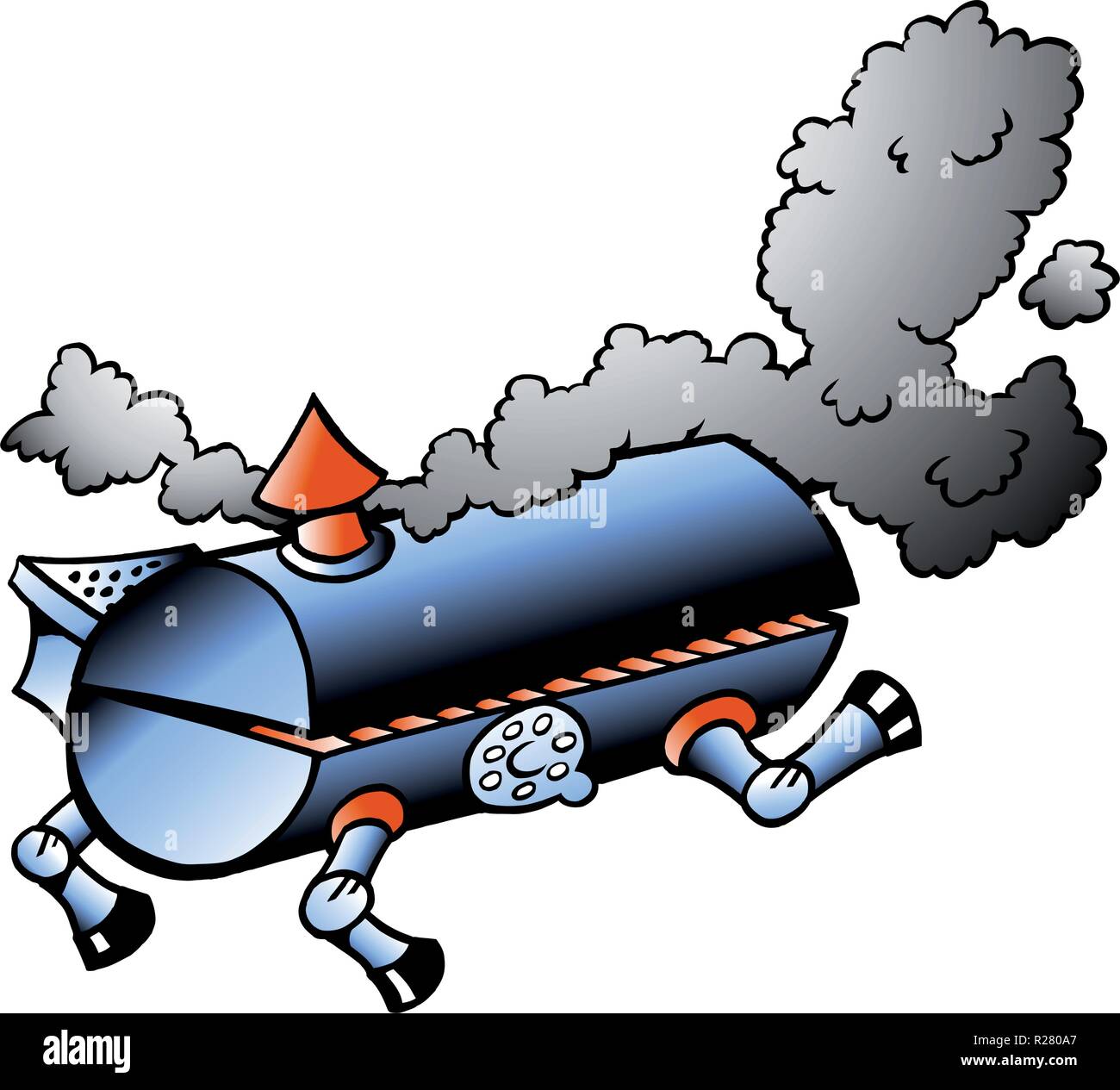 Hand-drawn Vector illustration of an running BBQ barrel Stock Vector ...
