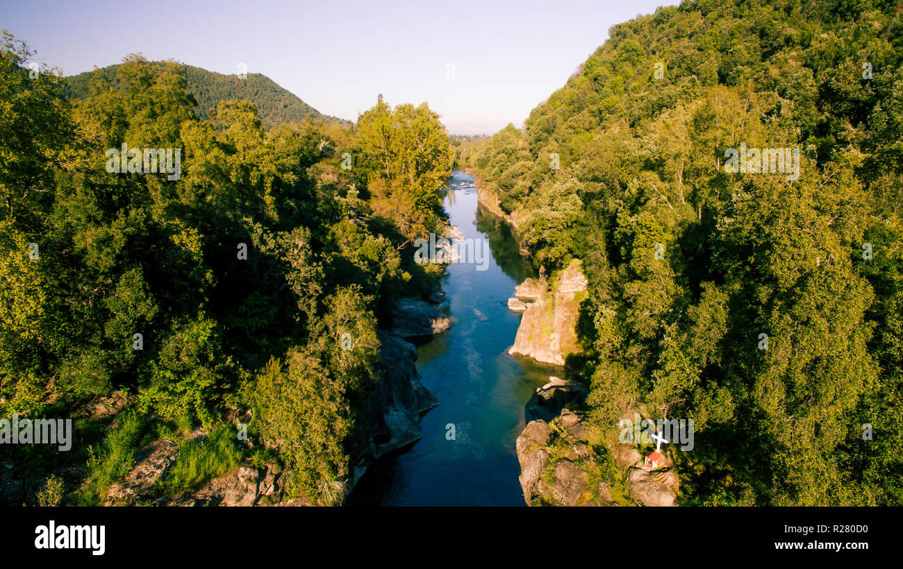 Chilean andes river. Chilean aerial view landscape Stock Photo - Alamy