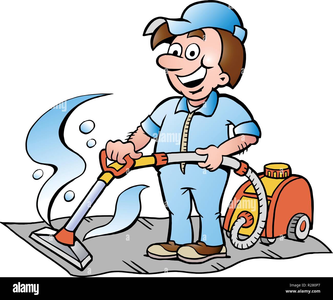 Hand-drawn Vector illustration of a Happy Carpet Cleaner Stock Vector ...