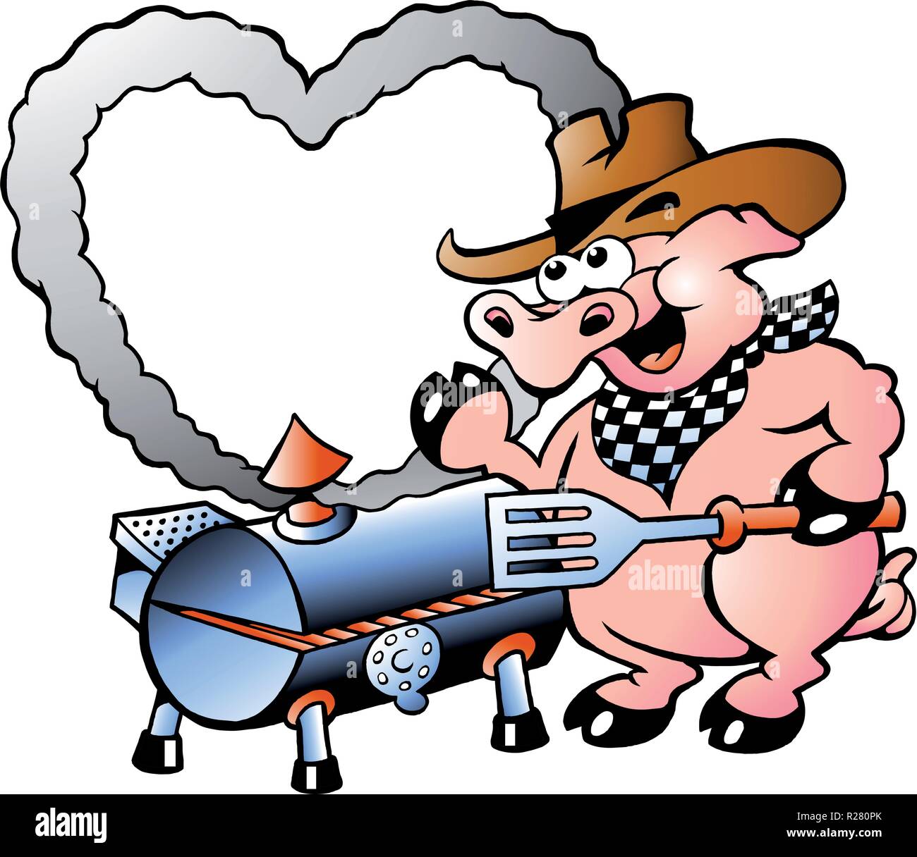 Hand-drawn Vector illustration of an Pig making BBQ Stock Vector Image ...