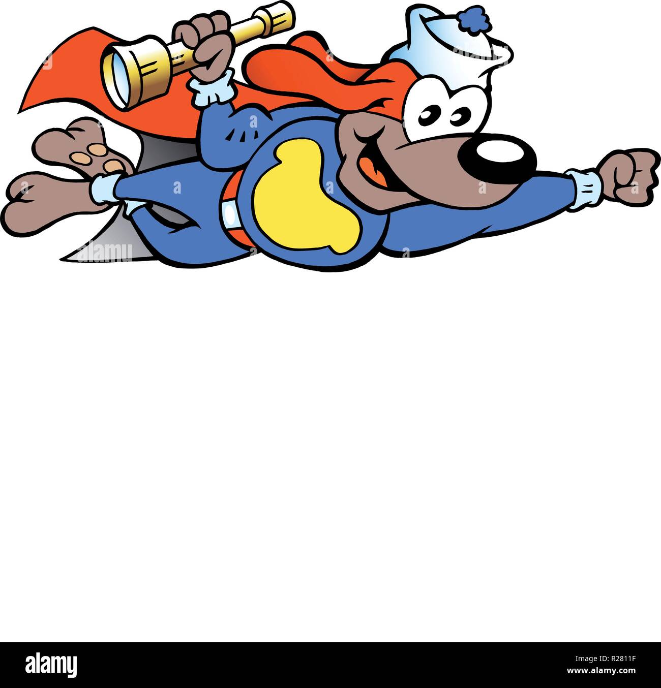 Hand-drawn Vector illustration of an Happy Flying Super Hero Sailor ...