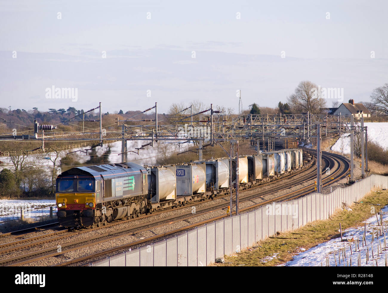 A class 66 diesel locomotive number 66419 working an intermodal freight ...