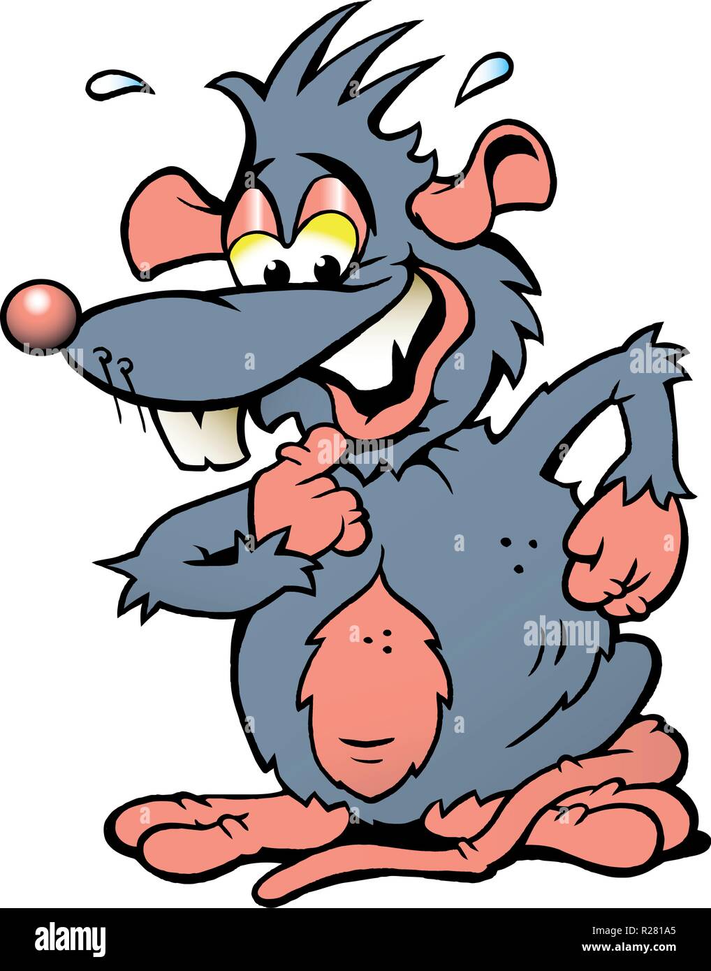 Hand-drawn Vector illustration of an Rat with a big scared smile Stock ...