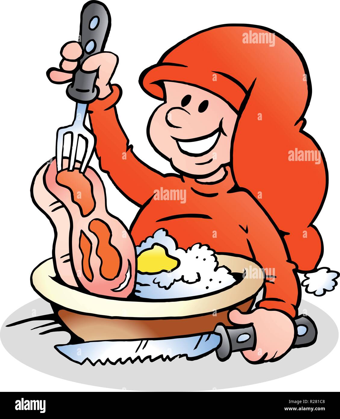 Hand-drawn Vector illustration of an Happy Christmas Elf Cooking Stock ...