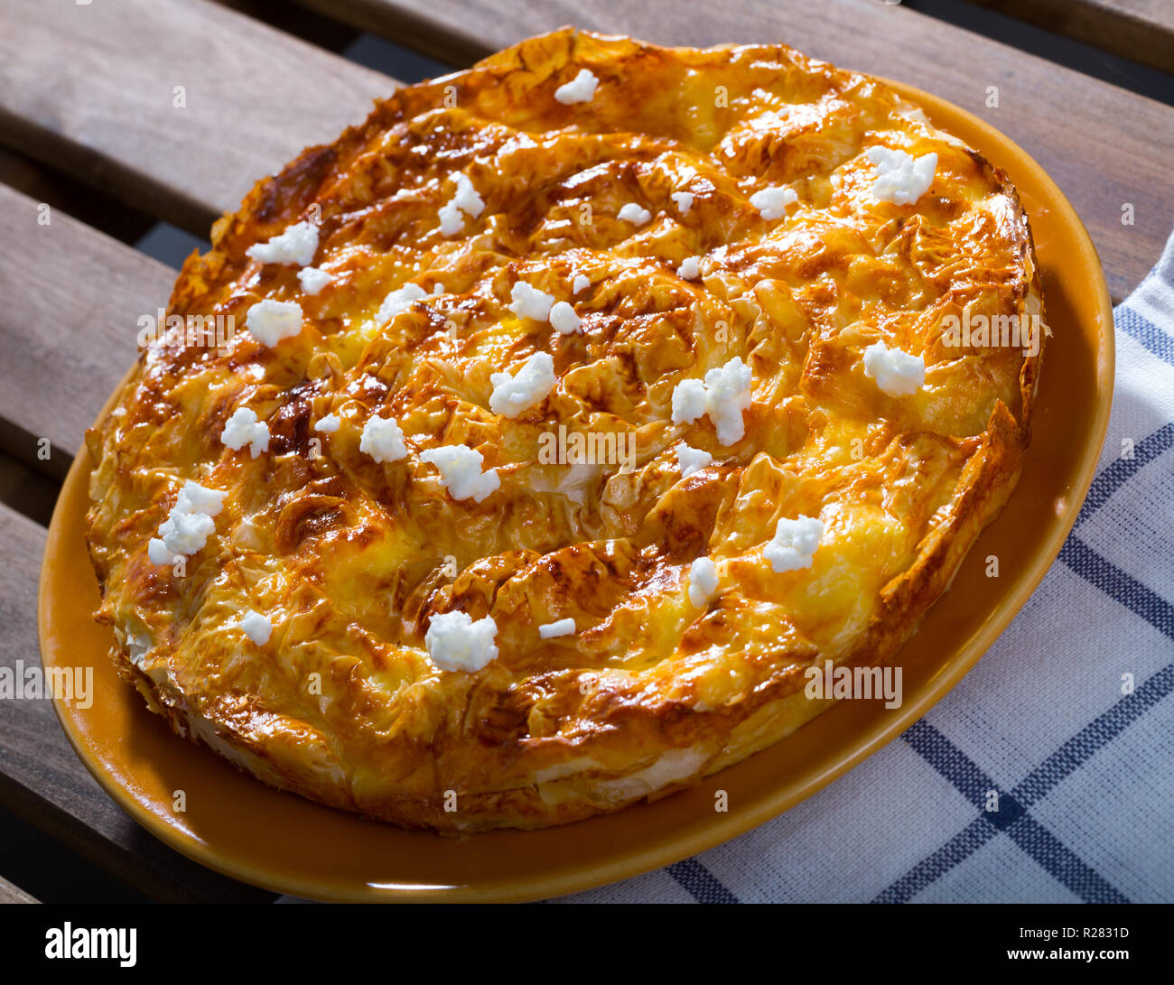 Bulgarian cuisine. Banitsa - traditional dish from thin pastry sheets ...