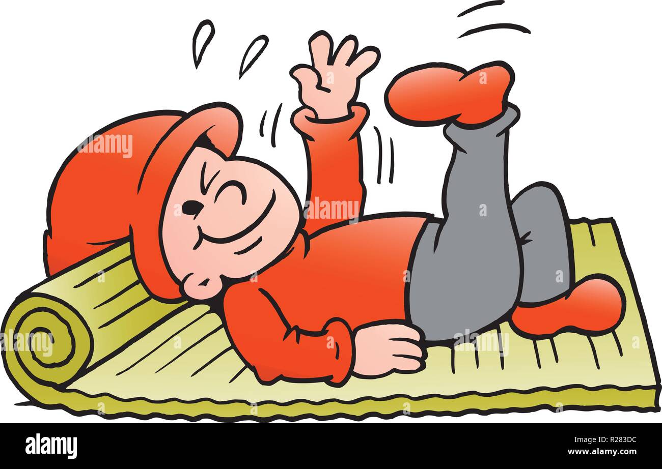 Vector Cartoon illustration of an happy Elf there doing gymnastics ...