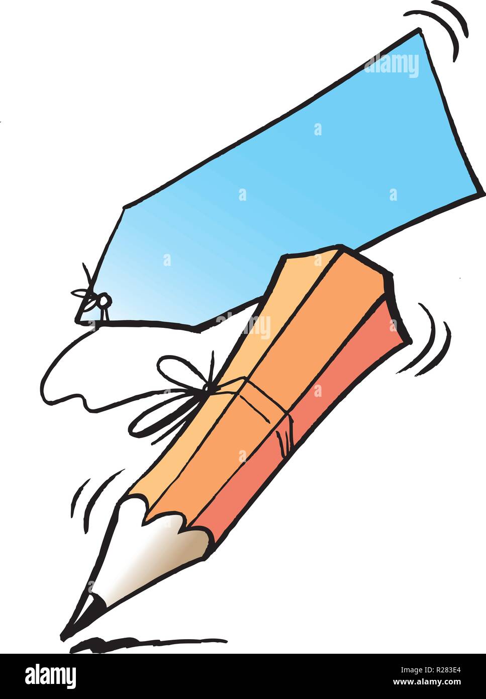 Cartoon Vector illustration of an writing pencil and a memorandum Stock ...