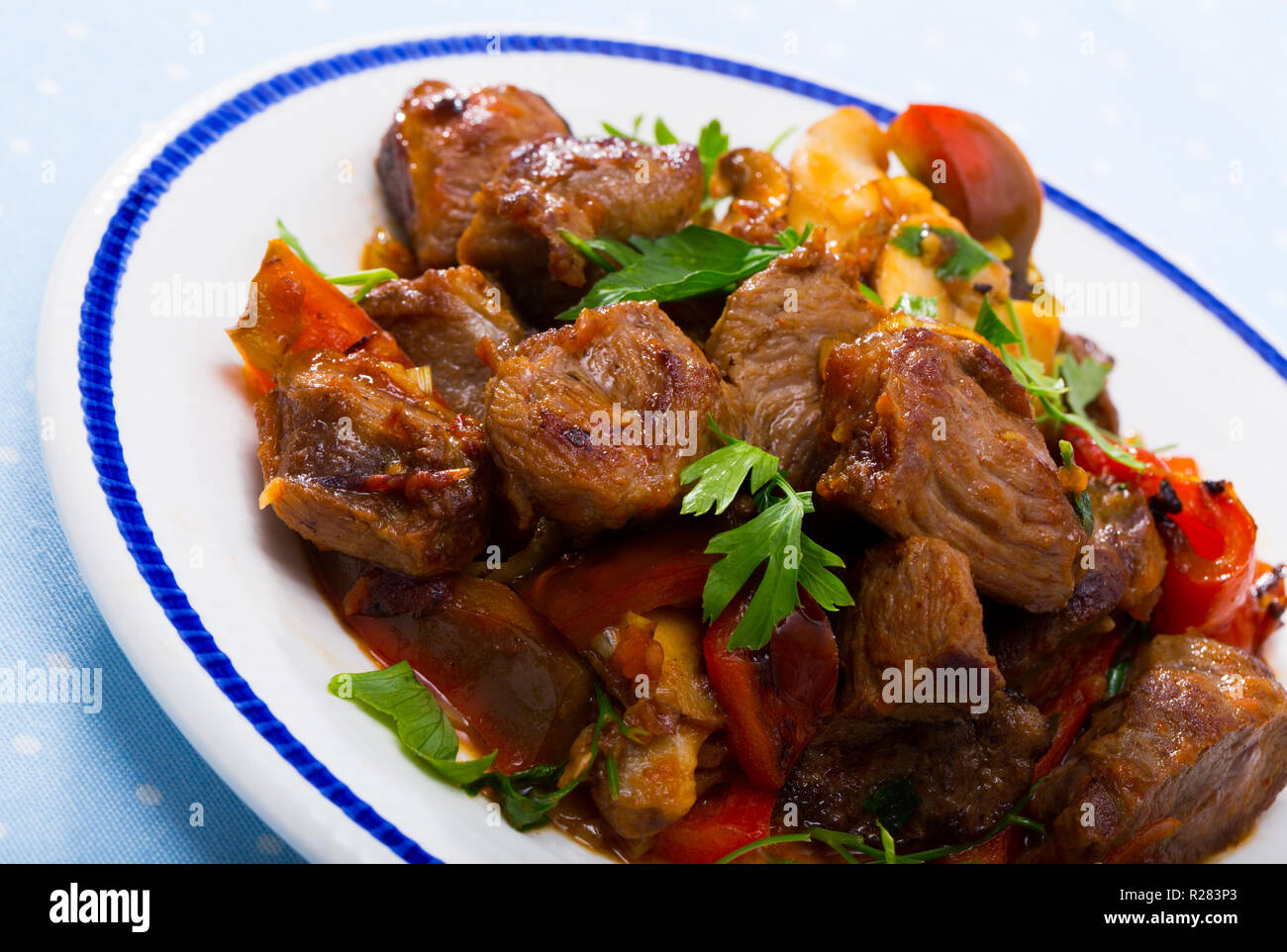Traditional Bulgarian Kavarma - stewed marinaded meat with vegetables ...
