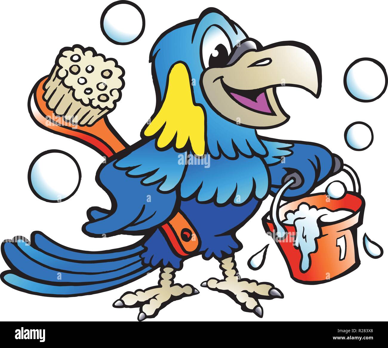 Cartoon Vector illustration of an Happy Parrot Cleaner Stock Vector ...