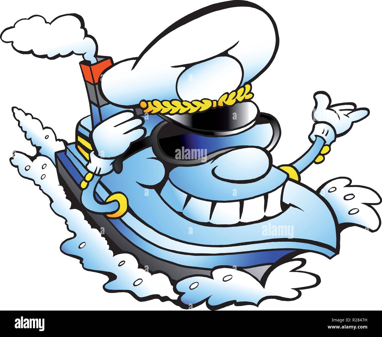 Vector Cartoon illustration of a Happy Ship Captain Mascot Stock Vector ...