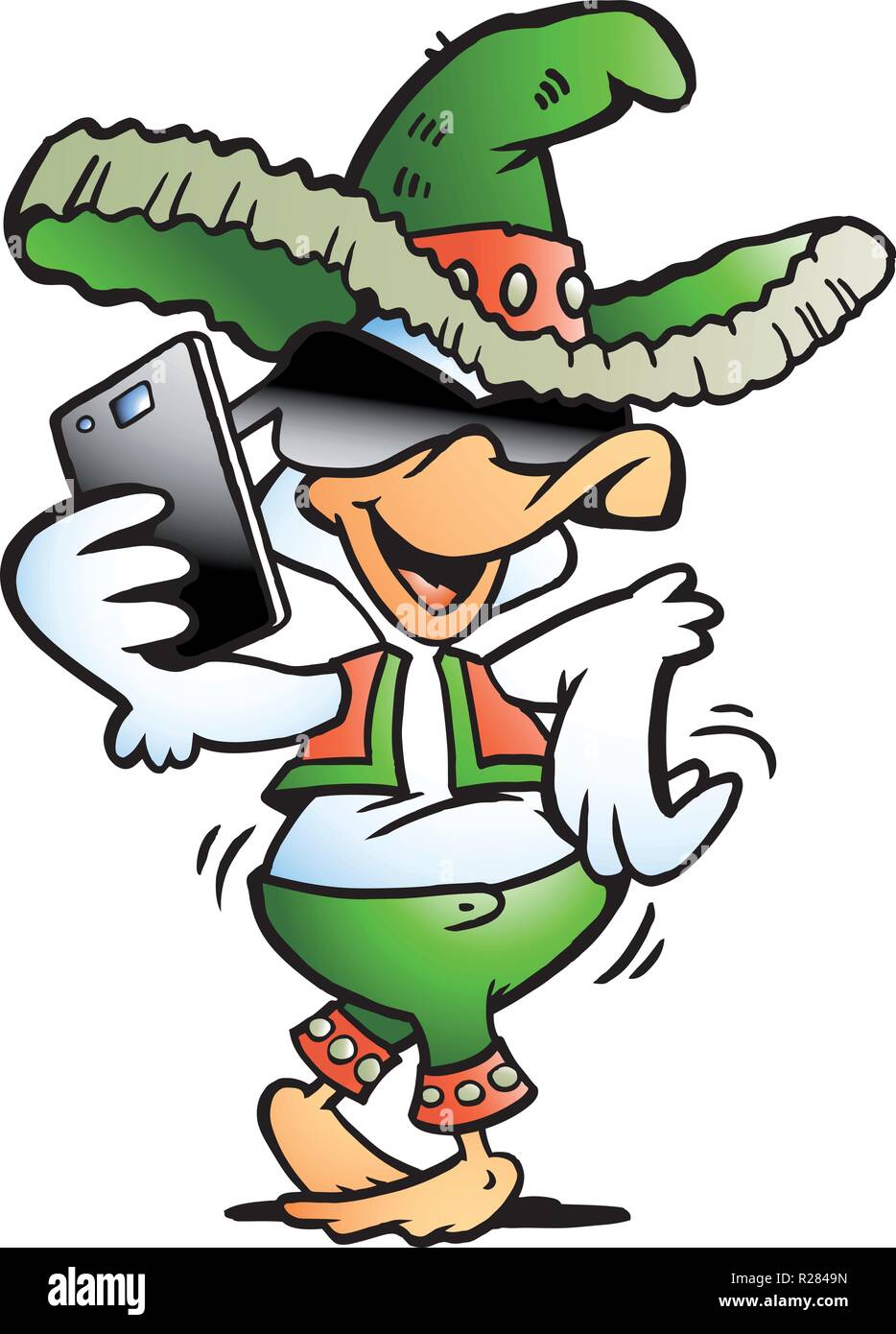 Vector Cartoon illustration of a Happy Mexican Duck talking in ...