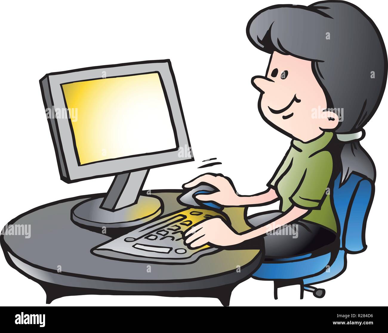 Vector Cartoon illustration of a Secretary at Work Stock Vector Image ...