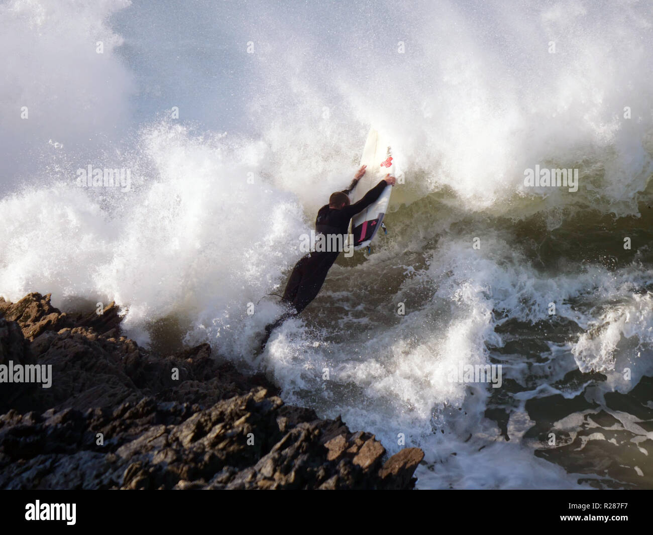 Atlantic wave crashes on man hi-res stock photography and images - Alamy