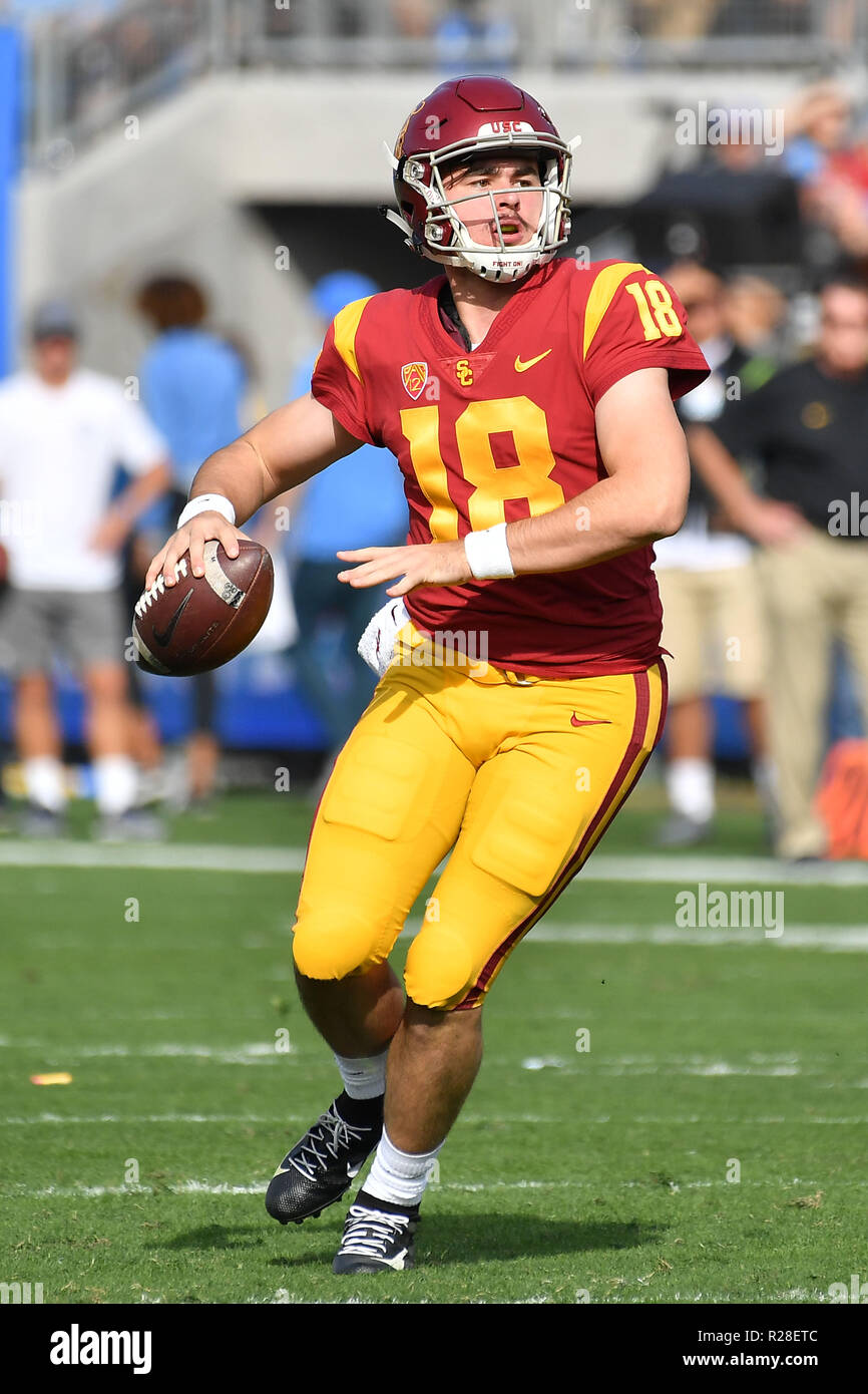 Pasadena, CA. 17th Nov, 2018. USC Trojans quarterback JT Daniels #18 in ...